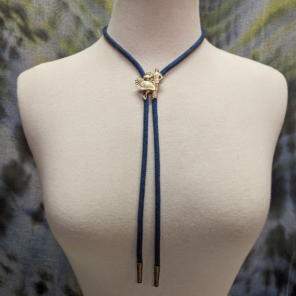 Vintage | Accessories | Vintage Gold Man And Woman Dancing Bolo Tie ...
